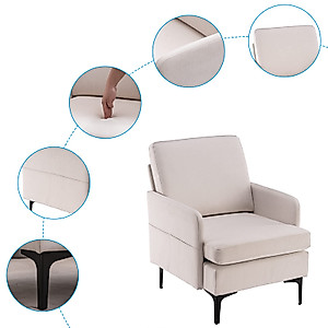 Pvillez Accent Chair, Living Room Lounge Chairs, Bedroom Chairs for Adults, Single Sofa Arm Side Chair, Modern Comfy Reading Armchair Used for Dorm Nursery Guestroom Furniture
