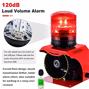 Saladulce Industrial Strobe Alarm Outdoor Alarm Siren and Strobe SF512 Emergency Warning Light Alarm 120dB with Remotes (AC110V) (AC 110V Without Plug)