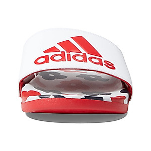 adidas Women's Adilette Comfort Slides Sandal, White/White/Better Scarlet, 7