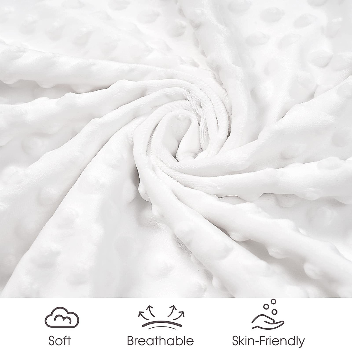 david's kids Minky Baby Blanket for Boys Girls Neutral, Soft Lightweight Micro Fleece Blanket with Double Layer, Dotted Backing, Breathable Receiving Blanket for Newborns, 30x40 Inches, White