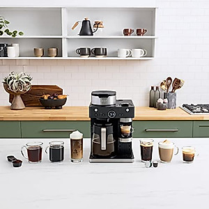 Ninja CFN601 Espresso & Coffee Barista System, Single-Serve Coffee & Nespresso Capsule Compatible, 12-Cup Carafe, Built-in Frother, Espresso, Cappuccino & Latte Maker, Black & Stainless Steel