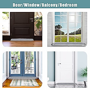 Estimber Under Door Draft Stopper 48 inch Wind Stopper for Door & Window, Weighted French Air Draft Stopper Front Door Snake Noise Blocker for Bottom of Door with Hanging Loops - Grey