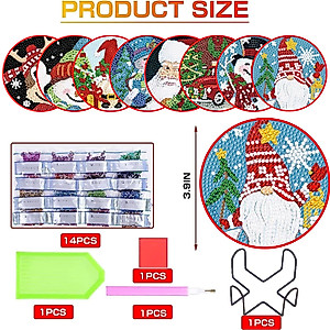 8 PCS Diamond Painting Coaster Kits with Holder,Jack and Sally Diamond Art Coasters 5D Diamond Painting Kits for Adults, Beginners, Kids Diamond Art Craft Supplies Christmas Gift