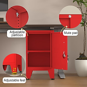 erosoei Metal NightStand Storage Cabinets with Lock and Adjustable Shelf,Under Desk Lockable Steel File Storage Cabinet,Storage Cabinets for Home Office Living Room Bed Room