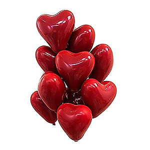 AnnoDeel 50pcs 10inch Red Heart Balloons, Red Heart thick Ruby Double Latex Balloons for Love Bride Wedding Valentine Day Party Decoration Supply
