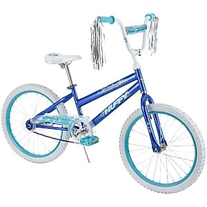 Huffy Illuminate 20” Girl’s Bike, Pearl Blue Frame with Butterfly Graphics, Kickstand Included, Streamers and Chain Guard, White Tires and Teal Rims