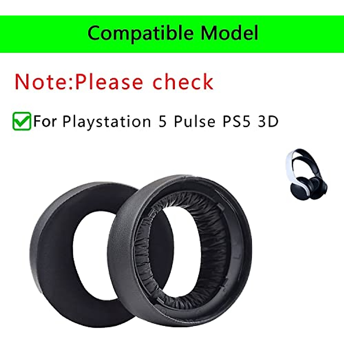 Adhiper PS5 Replacement Ear Pads Quite-Comfort Gel Headset Earpads Ear Covers Noise Canceling Ear Pads Cushions Earmuff Repair Part for Sony Playstation 5 PS5 Pulse 3D Wireless Headphone (Black)