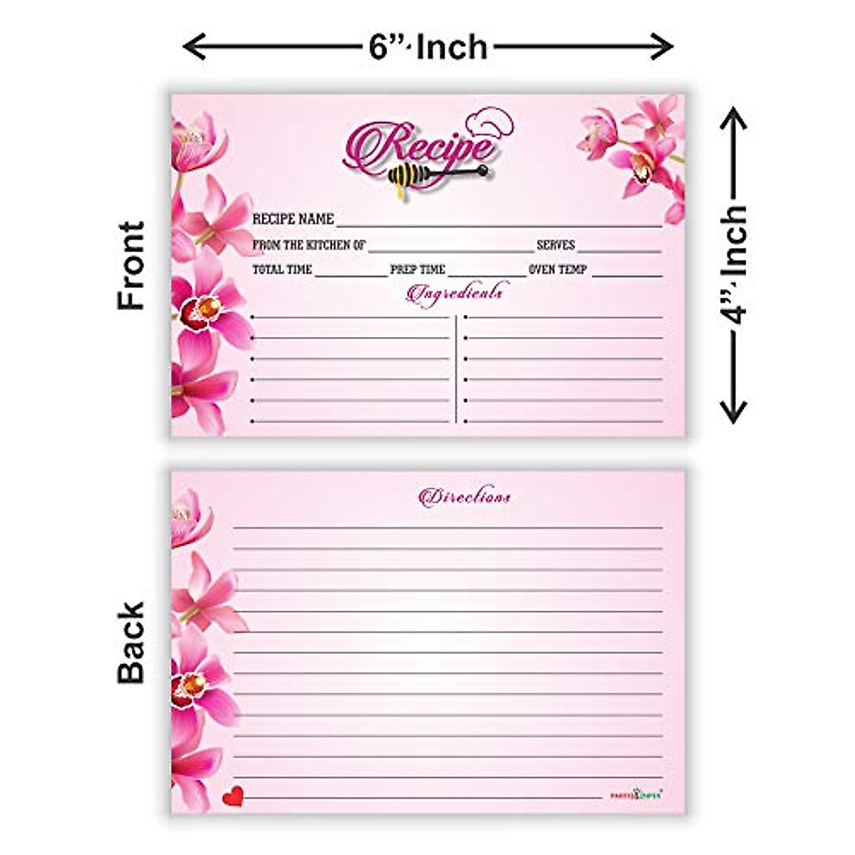 PARTH IMPEX Recipe Cards - (Pack of 50) 4x6 Double Sided, Floral Cards for Family Recipes, Wedding Shower, Bridal Shower, Baby Shower, Housewarming Gifts
