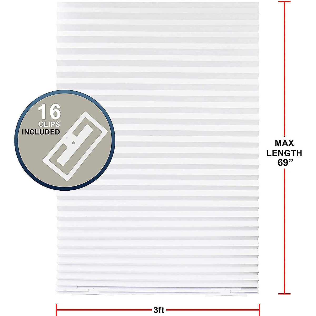 Mirrotek Pleated Window Paper Shades Light Filtering Blinds White 36" x 69" (Pack of 6 Temporary Blinds),MT1050