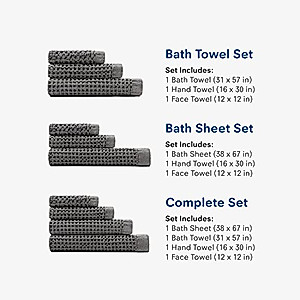 ONSEN Bath Towel Set - Waffle Weave 100% Supima Cotton Towel - Lusciously Soft, Durable, Fast Absorbing Waffle Towel Bath Towel, Oatmeal