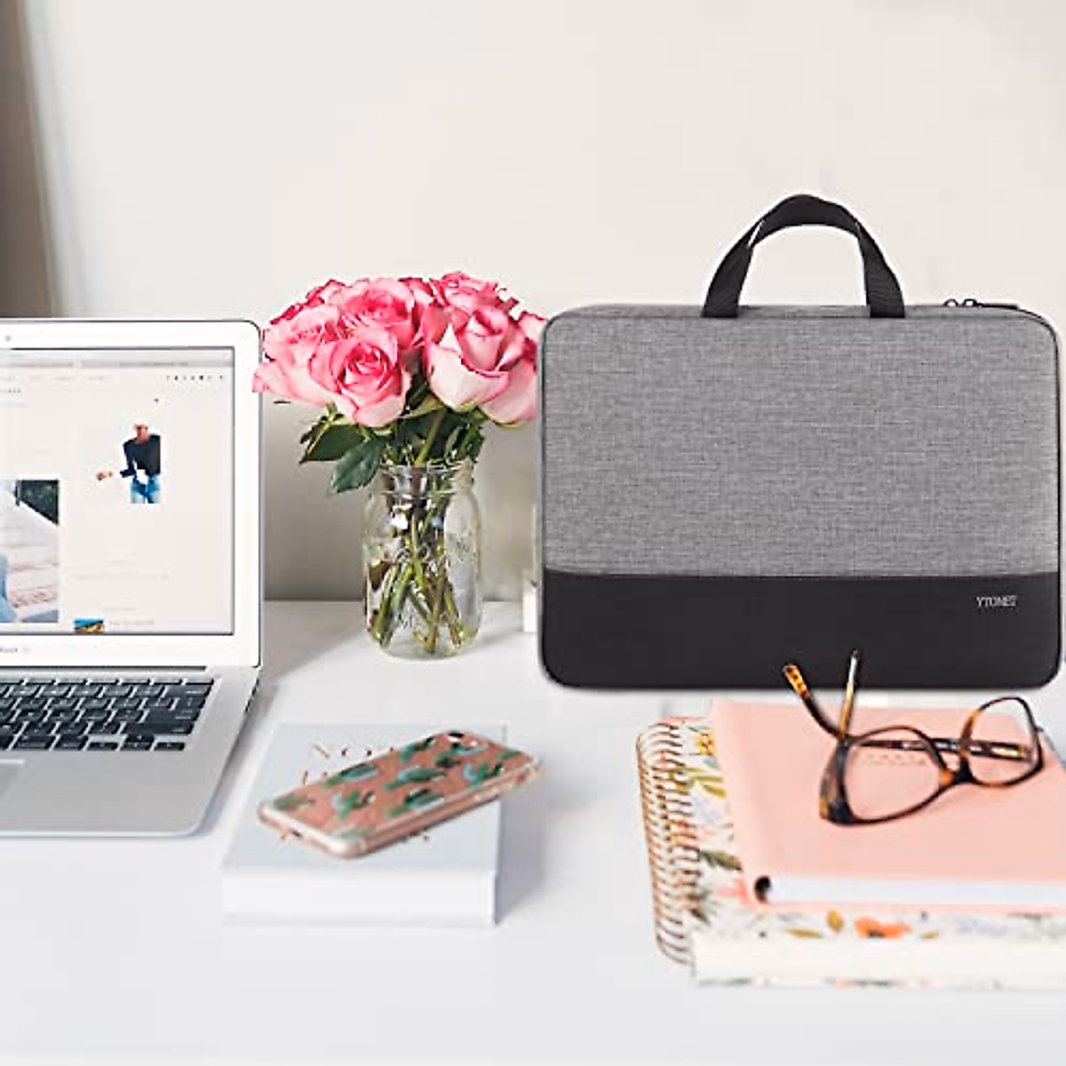 Ytonet Laptop Case, 15.6 inch TSA Laptop Sleeve Water Resistant Durable Computer Carrying Case Compatible for HP, Dell, Lenovo, Asus Notebook, Gifts for Men Women, Grey