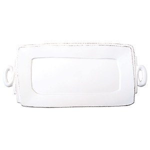 Vietri Lastra White Collection Italian Serveware Sets (Handled Rectangular Platter)