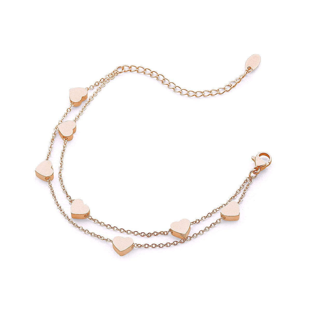 Pera Jewelry Heart Bracelets, 14K Gold Plated and Silver Plated Layered Chain Heart Bracelets for Women with Gift Box, Adjustable Charm Bracelets, Minimalist Fashion Jewelry, Tiny Dainty Bracelets