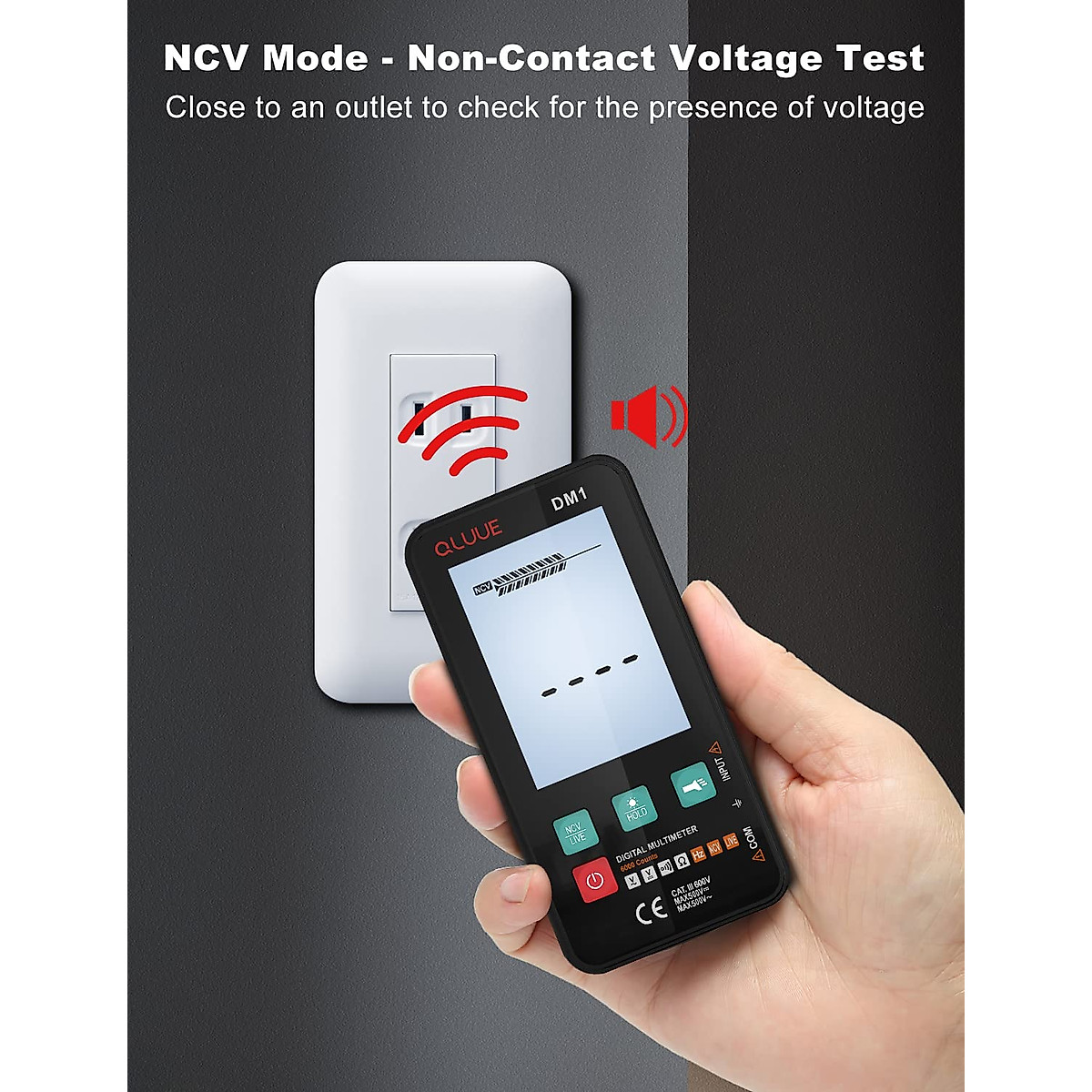 QLUUE Digital Multimeter, 5999 Counts Multimeter with Smart Mode, NCV Test, DC/AC Voltmeter Tests Voltage, Resistance, Frequency, Continuity and Live Cables, Multi Tester for Household, Automotive