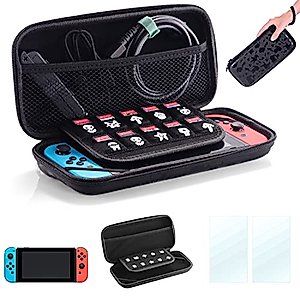 CampFENSE Carrying Case for Switch/Switch OLED, Protective Hard Shell Travel Carry Case compatible with Console & Accessories, with 10 Game Card Slots and 2 Screen Protectors (Oxide Dark)