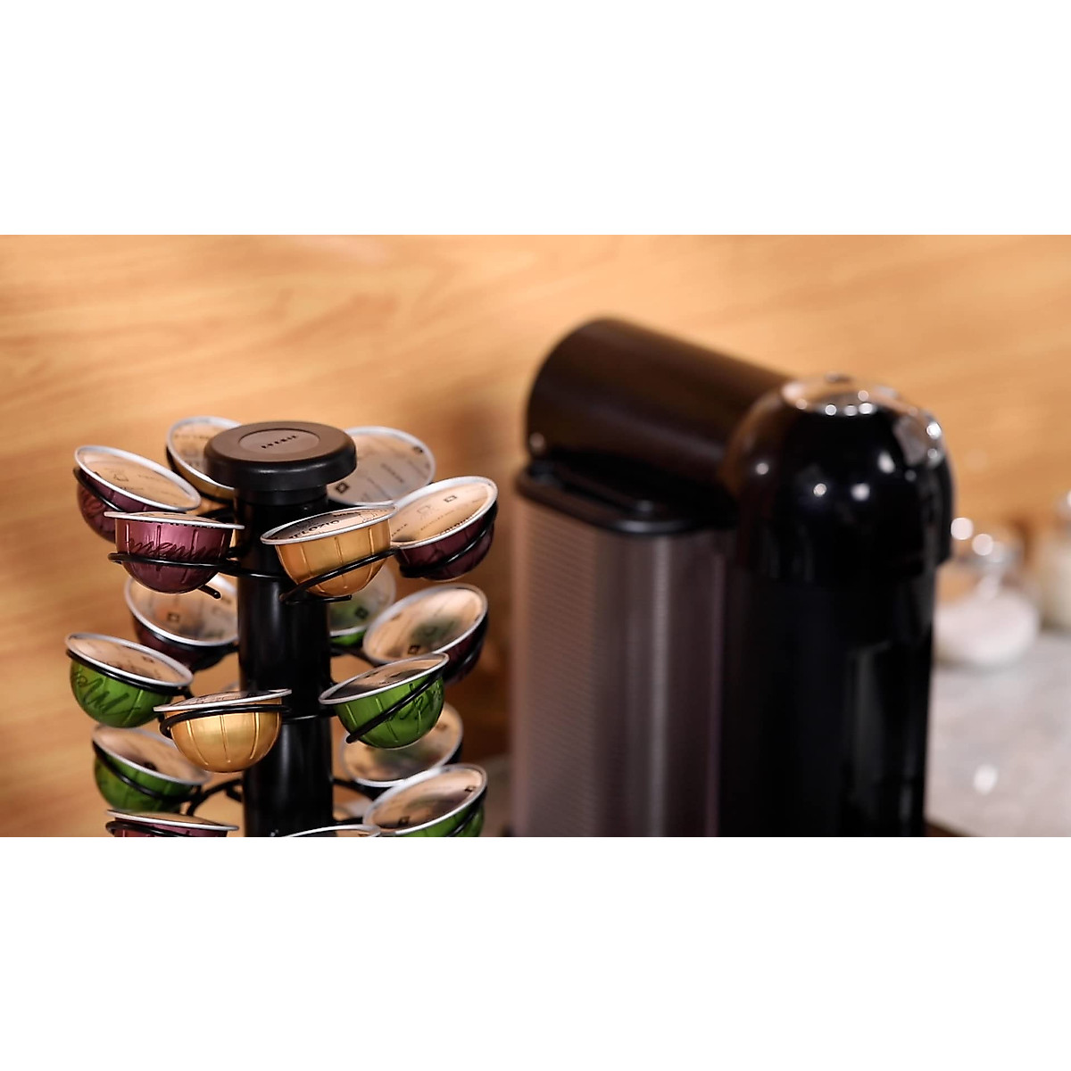 EVERIE Coffee Pod Holder Carousel Compatible with Nespresso Vertuoline Capsules, Holds 30 Pods, NRT03S