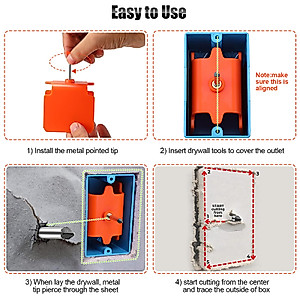 Dreyoo 6 Pack Outlet Marker for Drywall, Blind Mark Dry Wall Electrical Box Locator Tool for Drywall Installation, Drywall Outlet Markers with Metal Tip for Single Gang Outlets Box Wire Protection