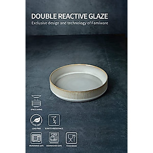 famiware Star 7.5" Pasta Bowls Set, Salad Bowl Set of 4, Double Reactive Glaze, Stackable, Perfect for Your Friend for Housewarming, Thanksgiving, Christmas, Cappuccino White