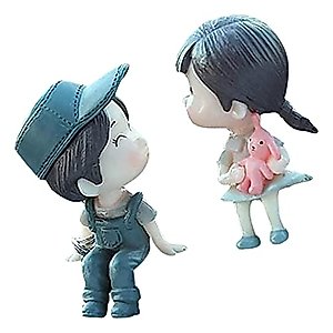 Car Interior Ornament - Cute Couple Car Decoration, Cartoon Couple Doll Couple Figurines, Mini Auto Interior Dashboard Accessories, for Women Girls Gifts