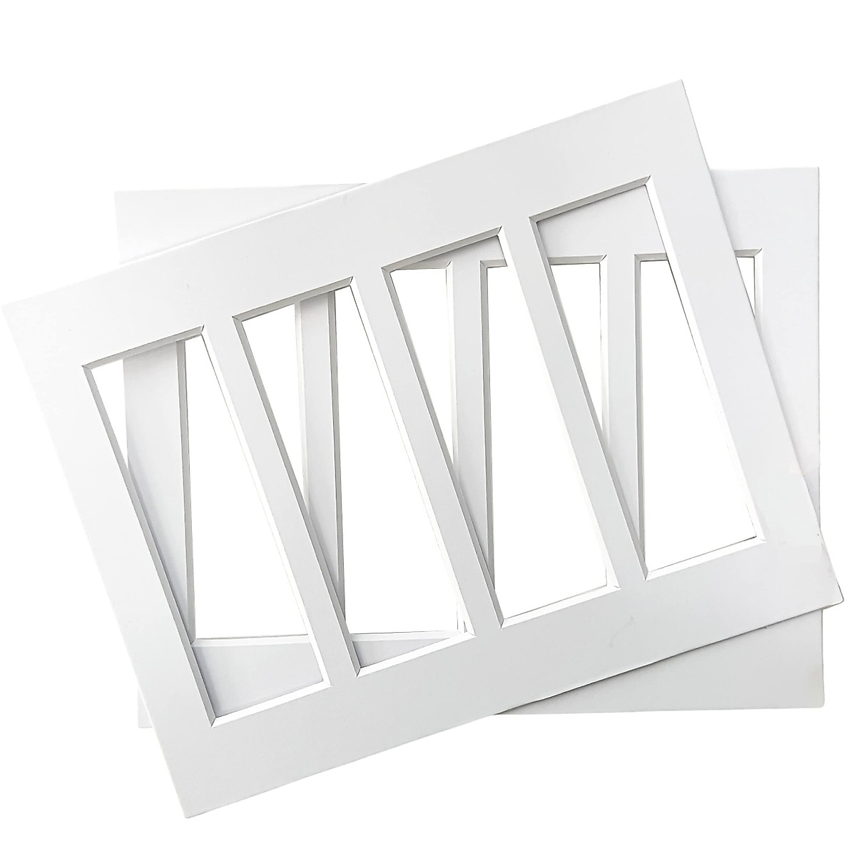 SMILE&WAVE Photo Frame Mats For 2x6 Photo Booth Strips - 8.5x11 Matboard Fits 4 Photobooth Pictures - DIY Cut to Fit 8x10, 5x7 Photo Picture Frame (White (Set of 2))