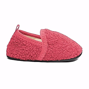 JPGLOV Toddler Kids Lightweight House Slippers Artificial Woolen Athletic Socks with Indoor Outdoor Rose Pink 8.5-9Toddler