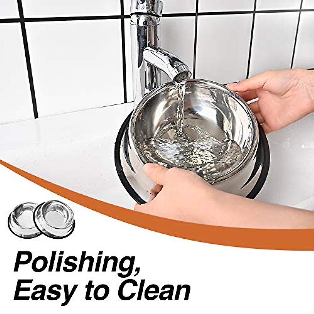 2Packs Stainless Steel Dog Bowl with Anti-Skid Rubber Base for Small/Medium/Large Pet, Perfect Dish, Pets Feeder Bowl and Water Bowl Perfect Choice for Dog Puppy Cat and Kitten (8oz)