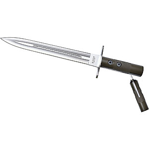 Joker Hunting Knife Guepardo CL29, Coated Aluminium Handle, 11.81 inches MOVA Steel Blade, Leather Sheath, Tool for Fishing, Hunting, Camping and Hiking