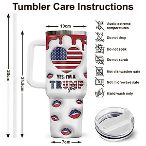 GEPOSTORE American Girls Tumbler 40oz with Handle, US Heart Tumbler Cup, Patriots Gift for Girls, Birthday Gifts for Teen Girls