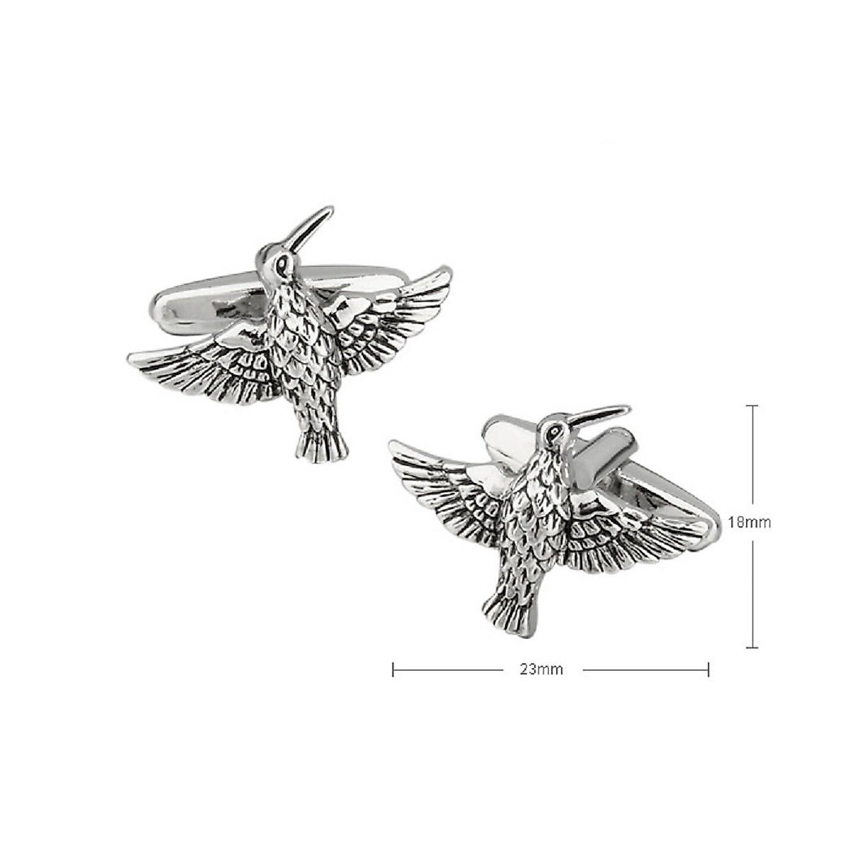 MRCUFF Hummingbird Bird Flying Pair Cufflinks in a Presentation Gift Box & Polishing Cloth