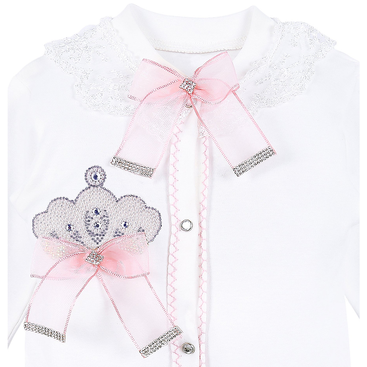 Lilax Baby Girl Jewels Crown Layette 3 Piece Gift Set 0-3 Months Pink