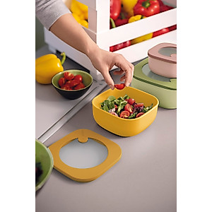 Guzzini - Kitchen Active Design, STORE&MORE BIO Set of 3 Shallow Airtight Fridge/Freezer/Microwave Containers - Multicolour, 19,5 x19,5 x h9,3 cm | 450/975/1900 cc - 17072552