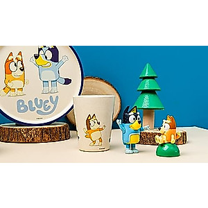 Zak Designs Bluey Kids Dinnerware Set 3 Pieces, Durable and Sustainable Melamine Bamboo Plate, Bowl, and Tumbler are Perfect For Dinner Time With Family (Bluey, Bingo, Bandit, Chilli)