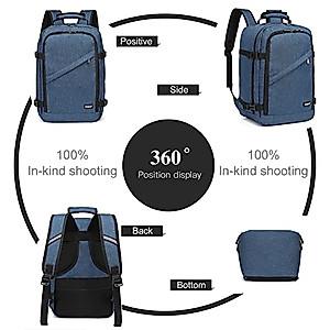 Kono Carry on Backpack, 16" Airplane Approved Under Seat Travel Backpack for Men and Women, Waterproof Lightweight Daypack for Flight 20L (Navy, Small)