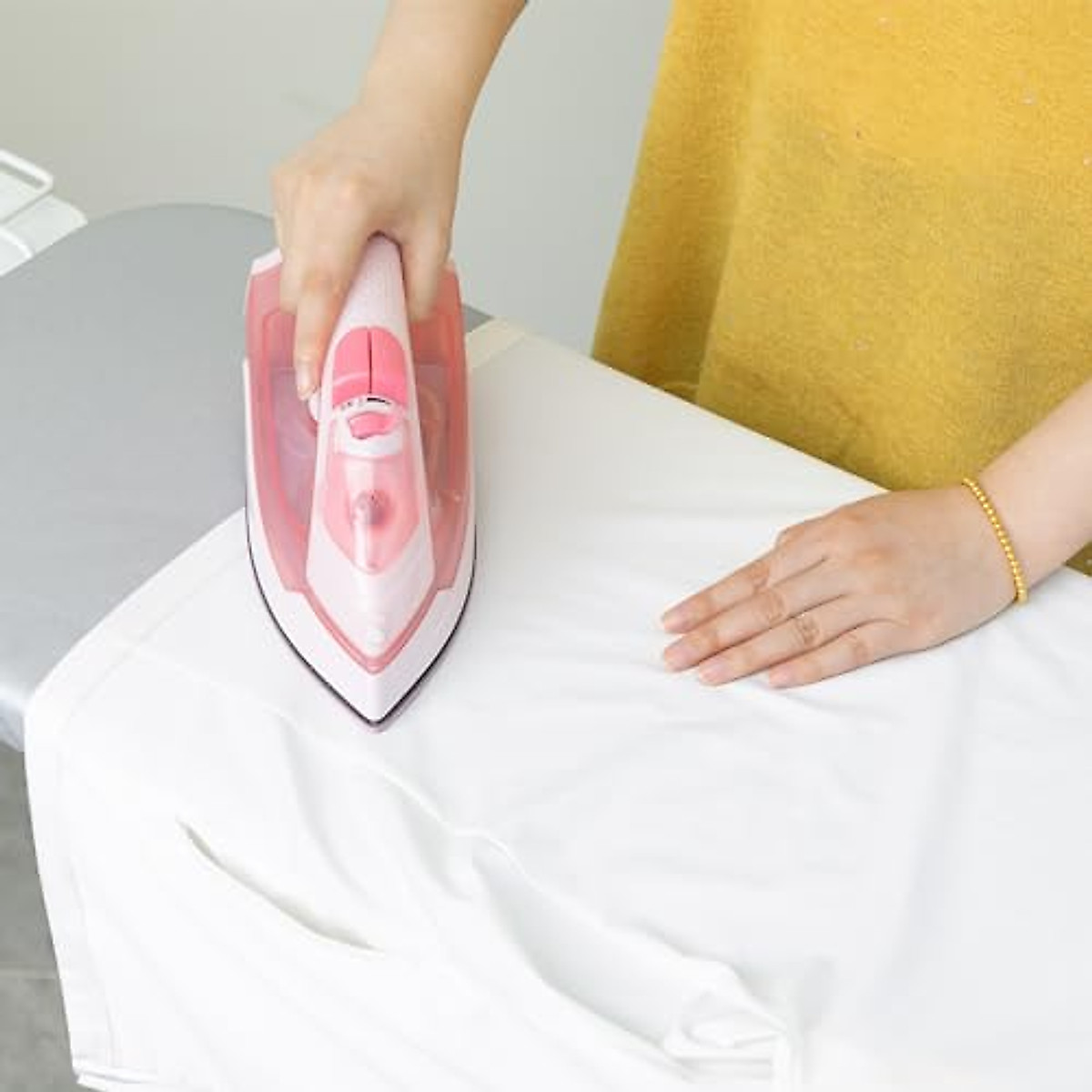 ALIMORDEN Space Saver Ironing Board 43" X 13" with Iron Frame Adjustable Height 28"-35" Easy Storage, Heat Resistant Silicone Tray, Padded Top Grey