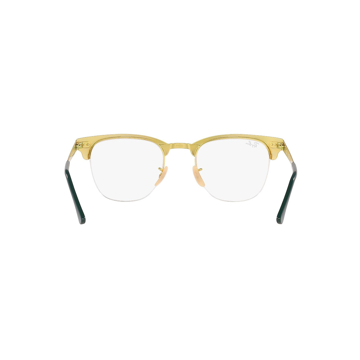 Ray-Ban RX3716VM Clubmaster Metal Square Prescription Eyewear Frames, Green on Gold/Demo Lens, 50 mm