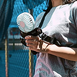 Beautyflier Mini Handheld Fan Holder, Portable Personal Hand Fan Sleeves, with Neck Lanyard, Free Your Hands(Black)