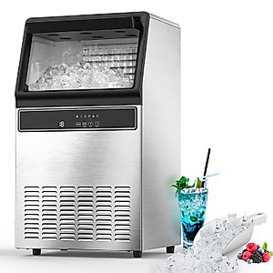 COWSAR Commercial Ice Make Machine100 lbs/24H, 45 Ice Cubes/Cycle Upgrade Stainless Steel Ice Maker with Self Cleaning& 48 Hour Timer for Bar/Cafe/Restaurant/Home, Under Counter Ice Machine
