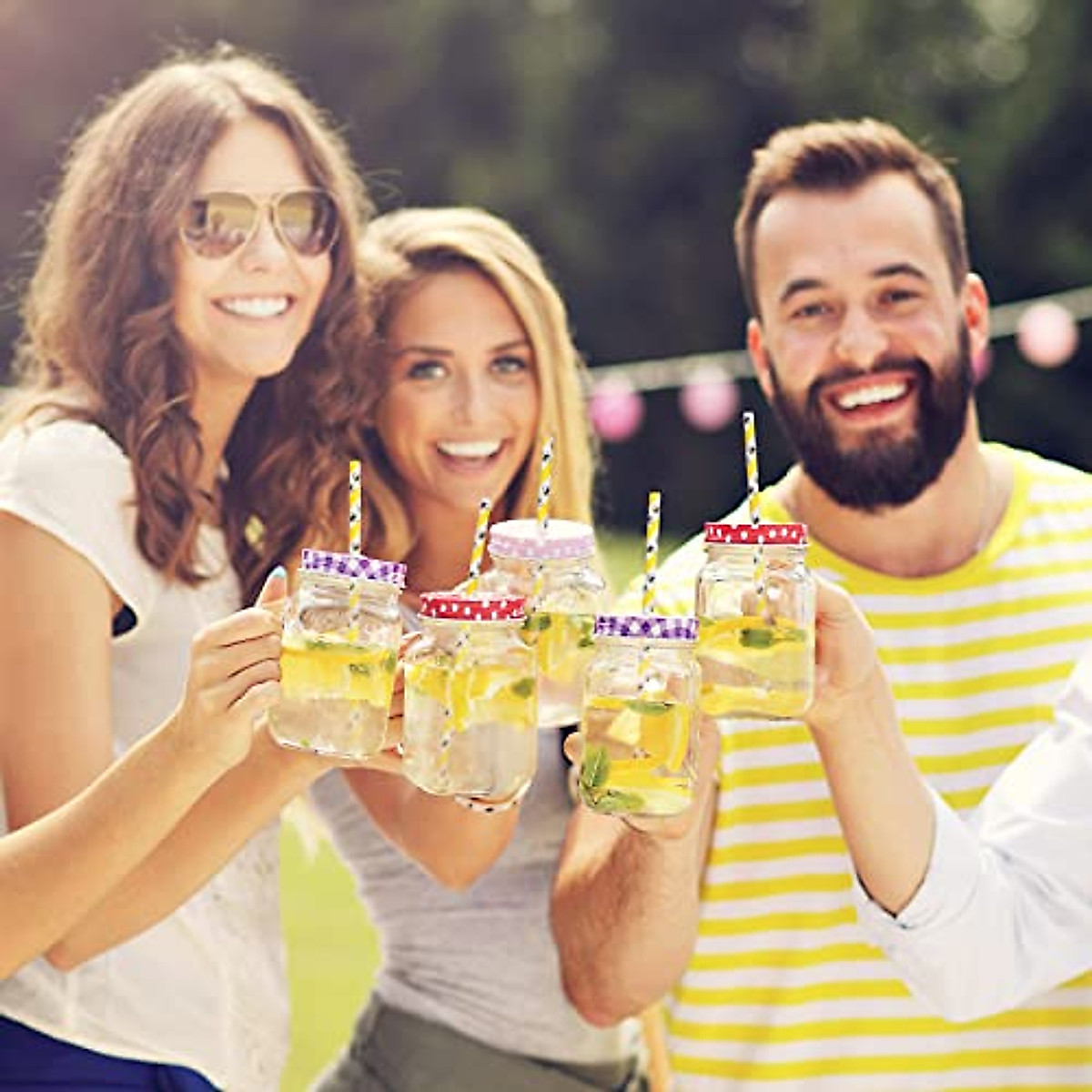 Whaline 200Pcs Bumble Bee Paper Straws Summer Honey Bee Yellow White Disposable Straws Stripe Patterned Drinking Well Crafted Straws for Juices Shakes Cocktail Baby Shower Wedding Decor Event Supplies