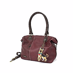 Chala Group Chala German Shepherd Laser Cut Large Crossbody Tote Shoulder Handbag, Dog Mom (Plum)