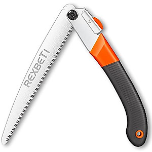 REXBETI Folding Saw, Heavy Duty 11 Inch Extra Long Blade Hand Saw for Wood Camping, Dry Wood Pruning Saw With Hard Teeth, Quality SK-5 Steel