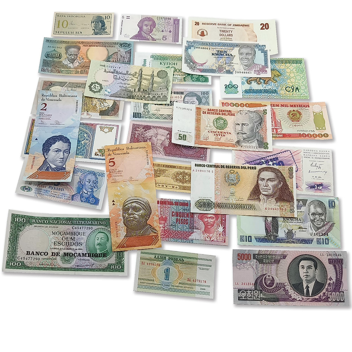 IMPACTO COLECCIONABLES Foreign Currency Collection - 25 Different World Currency Banknotes - Collectible Currency Foreign - Old World Currency Collection - Banknotes Collection (COA Included)