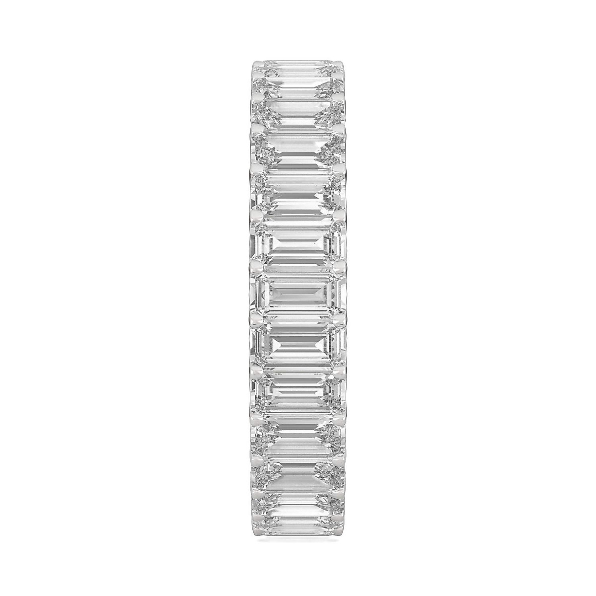 Charles & Colvard Created Moissanite 4x2mm Emerald Cut Eternity Band for Women | 2.9 cttw DEW | Lab Grown | Solid 14K White Gold with Rhodium | Size 6
