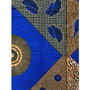 African Guaranteed Wax Block Prints Fabric/African Ankara Wrapper Fabric Wax Fabrics /-Sell by 6 Yards-100% Cotton-for Dresses- Burnt-Orange, Royal-Blue, White,Dark-Blue, Black