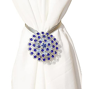 Curtain TieBacks Magnetic 2 Pack Curtain Holders for Drapes 36 Crystal Elastic Rope Curtain Tie Backs for Curtain for Outdoor Indoor, Window Curtain Tiebacks Holdbacks Royal Blue