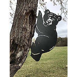 JPTSDBNWMT Outdoor Statue Metal Bear Tree Art Yard Garden Decor Fence Animals Silhouette Art Decoration