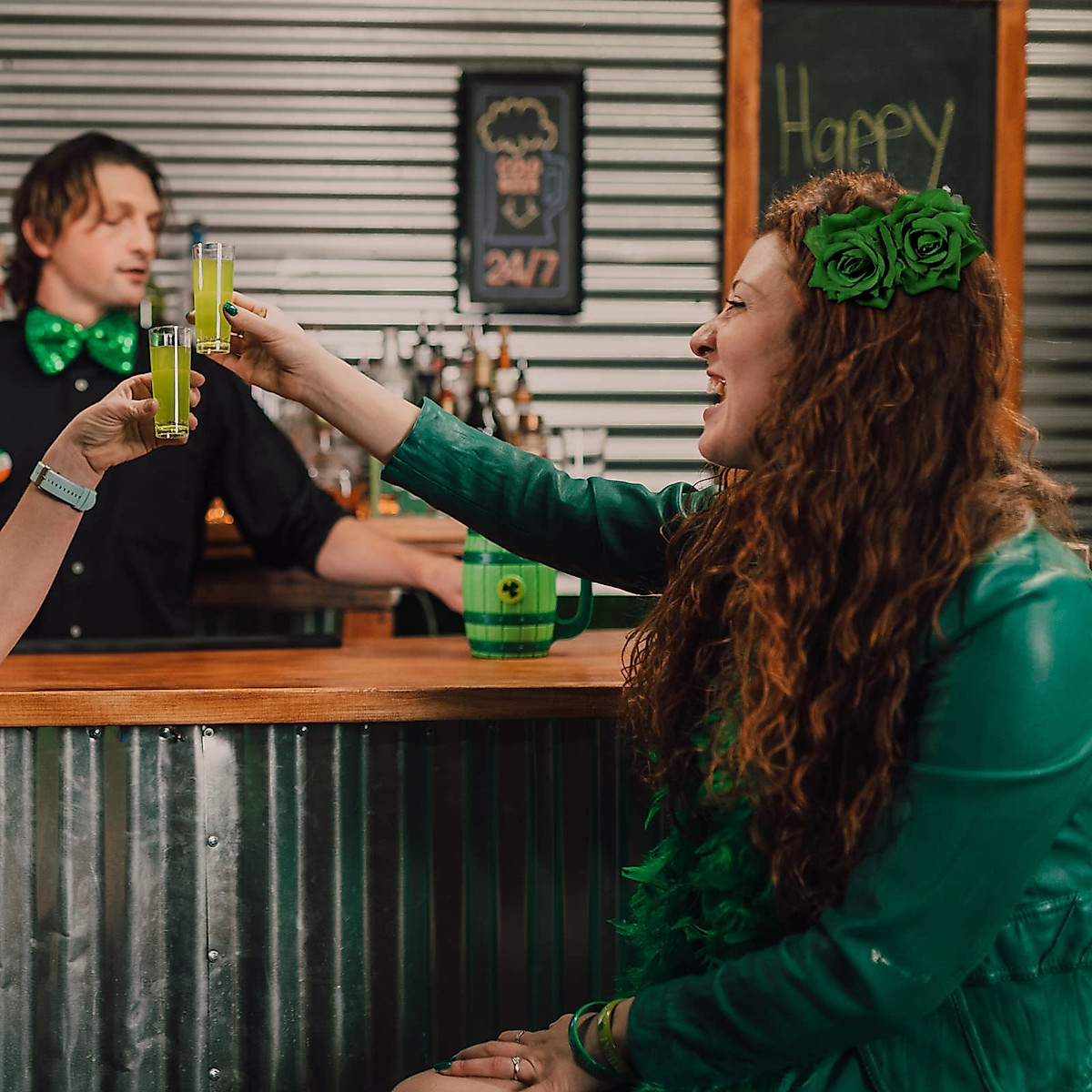 MTLEE 2 Pieces Green Rose Flower Hair Clip St. Patrick's Hair Accessories Irish Rose Hairpin St. Patrick's Day Hair Clip Comb for Girls Girlfriends Women St Patrick's Day Party Decorations