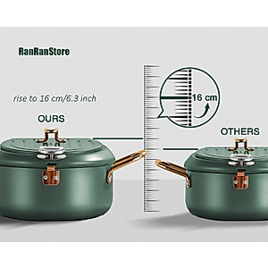 Cyrder Deep Fryer Pot, 4.3L/11 Inch Japanese Tempura Frying Pot with Fahrenheit Thermometer, Nonstick Carbon Steel Oil Fryer, for Tempura/Frech/Fish/Chicken Fries, Easy Clean, Green