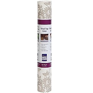 Magic Cover Vinyl Top Non-Adhesive Shelf Liner, 12-Inch by 2.5-Feet (Taupe Floral)
