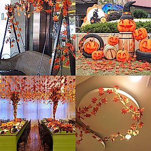 Kalolary 90 Feet 12 Strands Artificial Fall Maple Leaves Garland Autumn Fake Leaf Vine Garland Hanging Plant for Home Garden Easter Thanksgiving Indoor Outdoor Decor