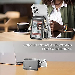 M-Plateau Small Wallet for Women Large Capacity with ID Window, Phone Wallet with 3M Adhesive Card Holder for Phone Case (Compatible with Most Smartphones) (Black)